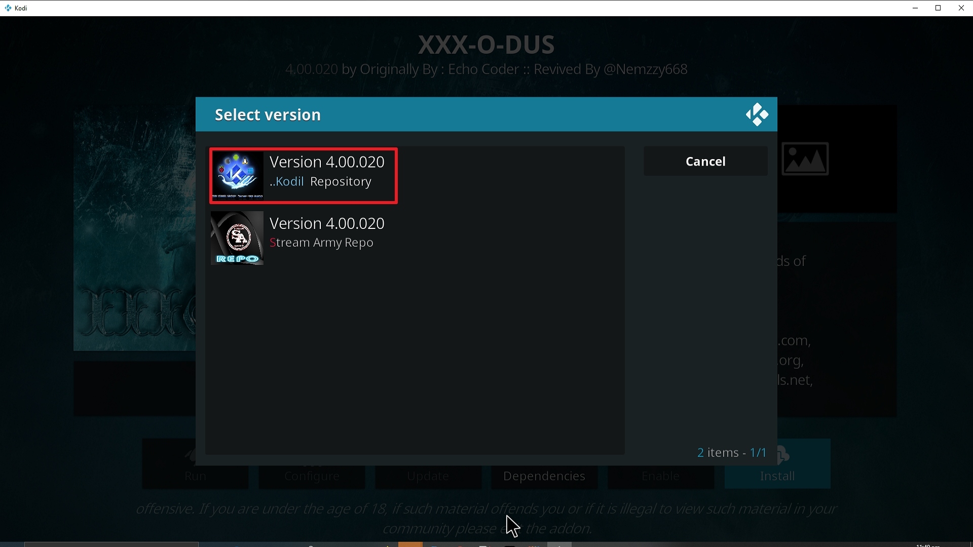Install Xxx O Dus Redux Kodi Addon